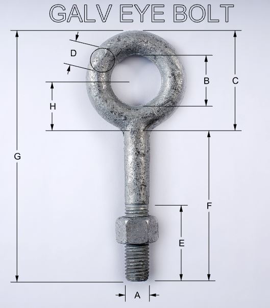 Regular Pattern Galvanized Eyebolt (Imported) | Pacific Industrial ...